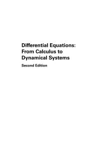Differential Equations From Calculus To Dynamical Systems