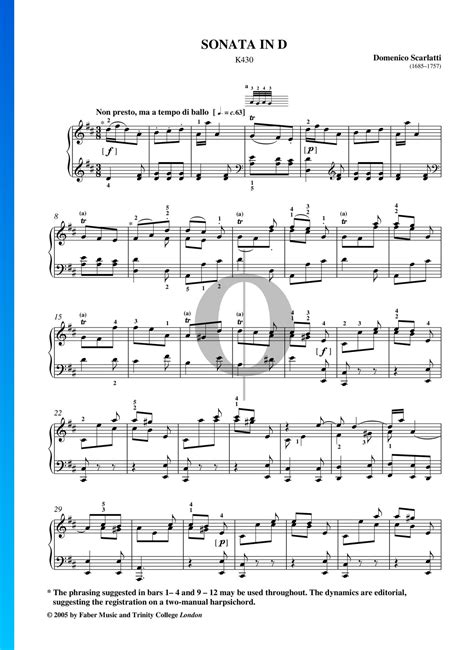 Sonate En R Majeur K Domenico Scarlatti Partitions De Piano