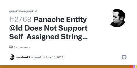 Panache Entity Id Does Not Support Self Assigned String Value Issue