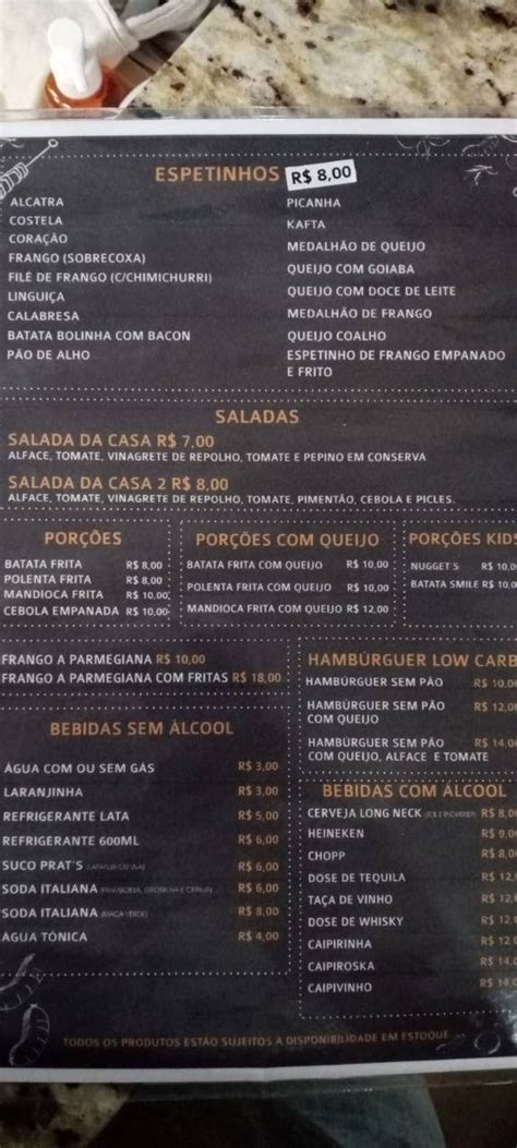 Menu Em Espetinho Do Rei Hop Bar Chapec