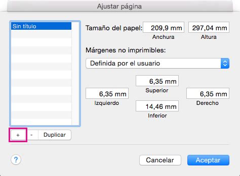 Cambiar el tamaño del papel Word para Mac