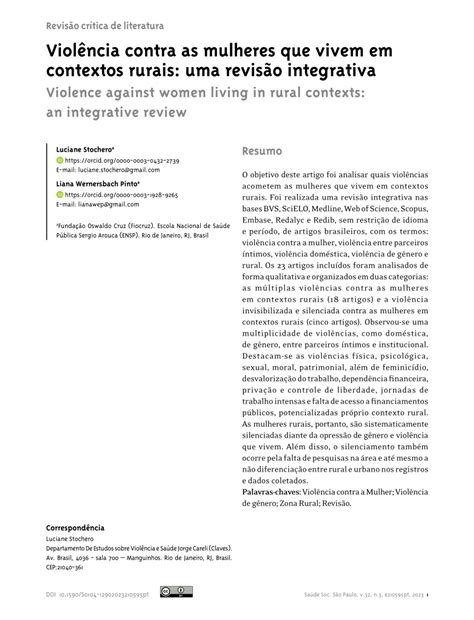 PDF Violência contra as mulheres que vivem em contextos rurais uma