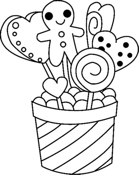 Coloriage de bonbons de Noël dans un pot avec Tête à modeler