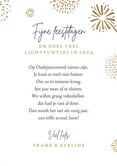 Nieuwjaarskaart Vuurwerk Goud 2024 Foto Kaartje2go