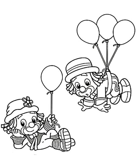 Payaso Con Globos Para Colorear E Imprimir