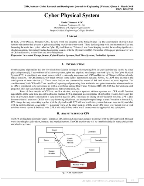 pdf cyber physical system grd journals