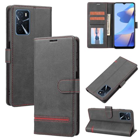 For OPPO A16 A16S Classic Wallet Flip Leather Phone Case Black