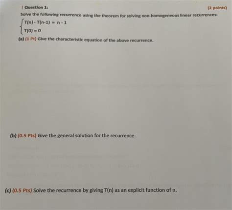 solved solve the following recurrence using the theorm