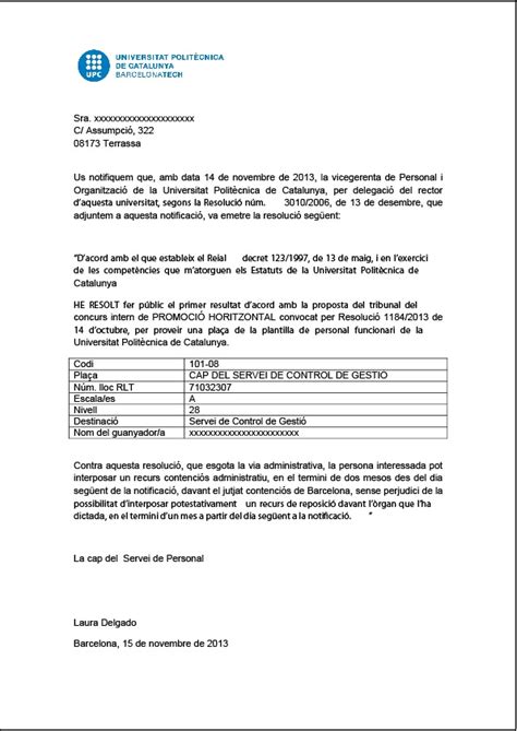 Exemples De Notificaci Serveis I Recursos Ling Stics De La Upc