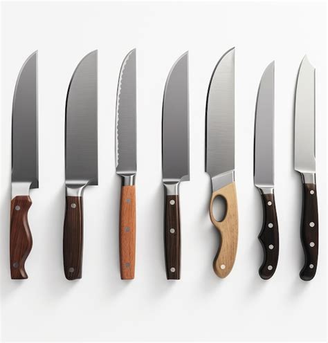 Premium Photo A Row Of Knives Isolated On White Background Chefs