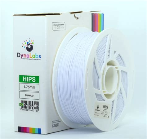 Filamento HIPS Dynalabs 1KG Branco 3D Curitiba