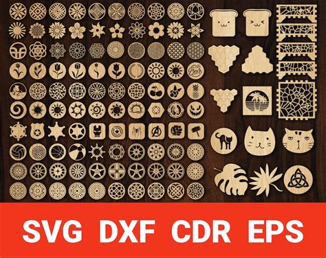 Coaster Set Svg Vector File For Laser Cut With Box Cricut Etsy