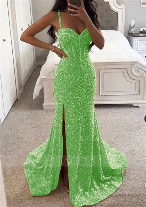 Sheath Column V Neck Long Floor Length Velvet Sequins Prom Dress With