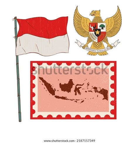 Garuda Pancasila la bandera roja y vector de stock libre de regalías