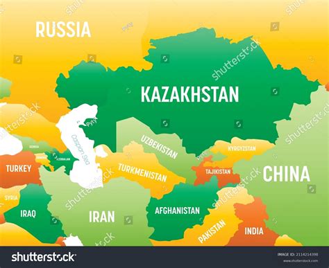 Central Asia Detailed Political Map Lables Stock Vector Royalty Free