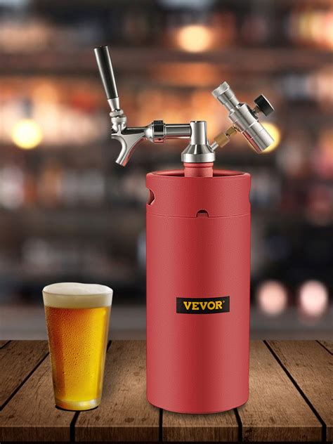 VEVOR VEVOR Sistema de Mini Barril de Cerveza a Presión 4L Rojo Grifo