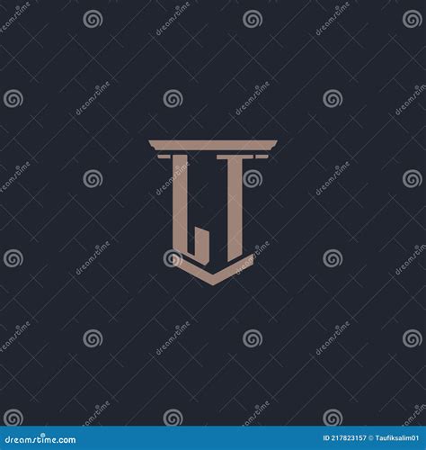 LT Initial Monogram Logo With Pillar Style Design Stock Vector