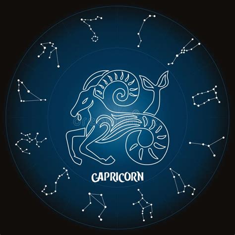 Signe Capricorne Zodiaque En Cercle Astrologique Avec Constellations
