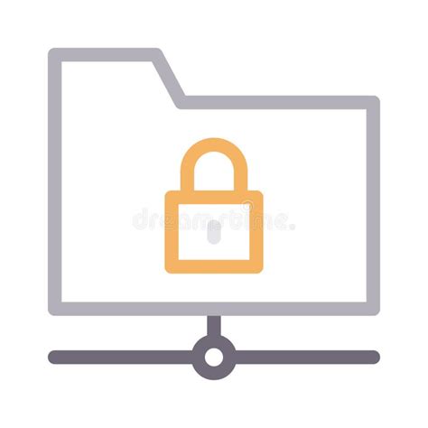 Secure Folder Sharing Thin Color Line Vector Icon Stock Vector