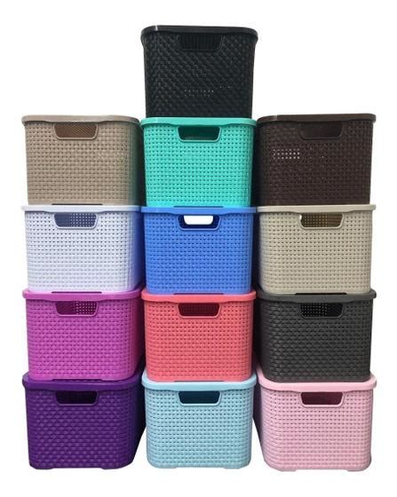 Kit 10 Caixas Organizadoras Rattan Tampa 7 L Monte Líbano