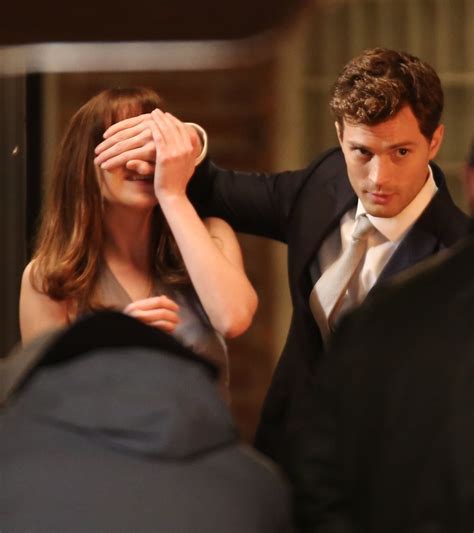 Dakota Johnson And Jamie Dornan On Set