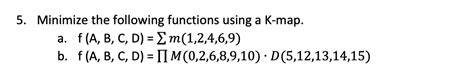 solved minimize the following functions using a k map a
