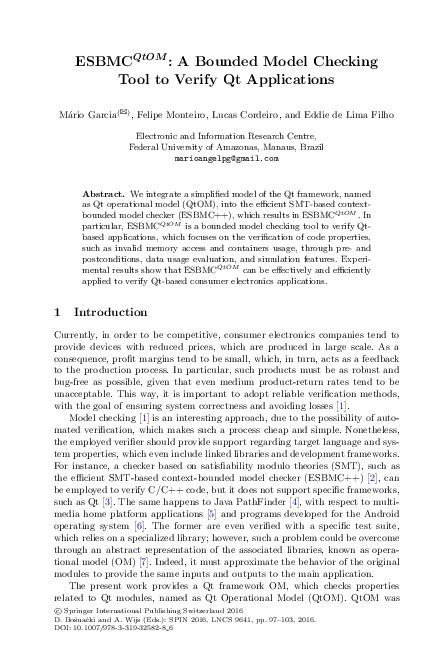 pdf esbmc {qtom} q t o m a bounded model checking tool to verify qt applications