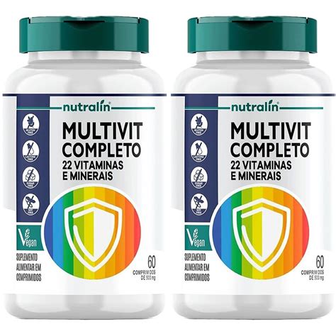 Kit 2X Multivit Completo 22 Vitaminas E Minerais Vegano 60