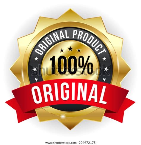 Vektor Stok Gold Hundred Percent Original Badge Red Tanpa Royalti