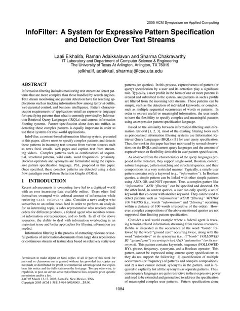 pdf infofilter a system for expressive pattern specification and detection over text streams