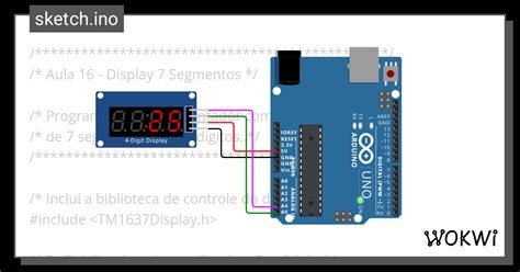 display 7 seguimentos com 4 digitos wokwi esp32 stm32 arduino simulator