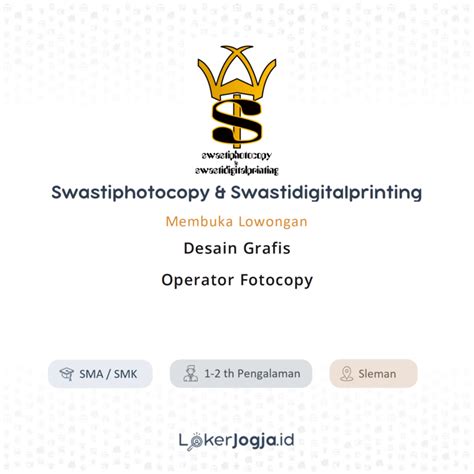 Lowongan Kerja Desain Grafis Operator Fotocopy Di Swastiphotocopy