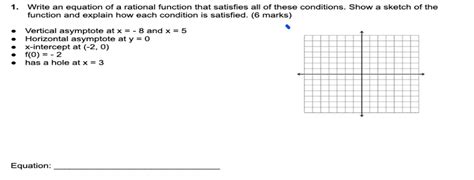 solved 1 write an equation of a rational function that