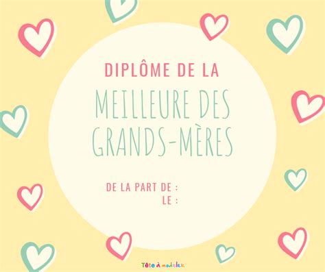 Diplôme de la meilleure des grands mères