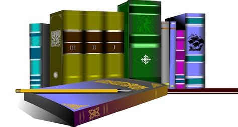 Estante de libros y lápiz ilustración vectorial Vector Premium