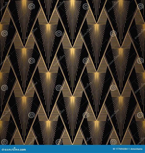 Art Deco Pattern Seamless Gold And Black Background Geometric Design