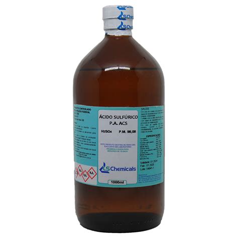 ACIDO SULFÚRICO PA ACS 95 98 1000ml Lio Serum Laboratoriais