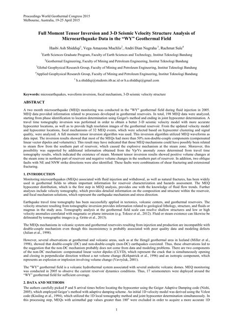 pdf full moment tensor inversion and 3 d seismic velocity structure analysis of