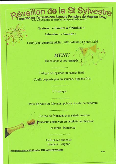 REVEILLON DE LA SAINT SYLVESTRE 2022