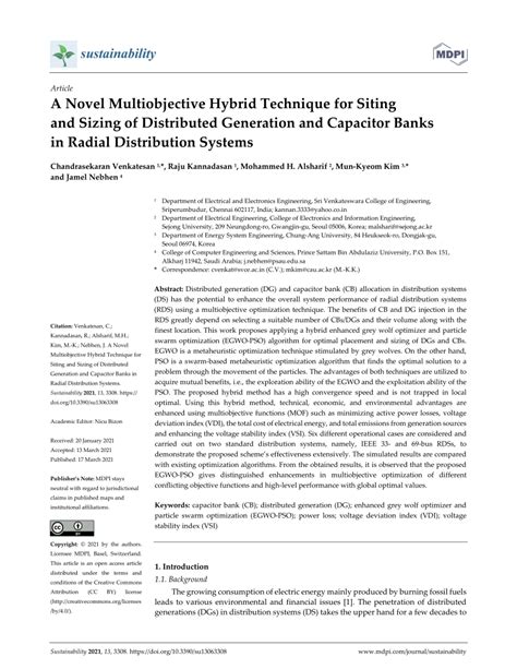 pdf a novel multiobjective hybrid technique for siting and sizing of distributed generation