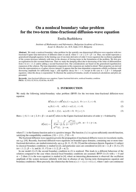 pdf on a nonlocal boundary value problem for the two term time fractional diffusion wave equation