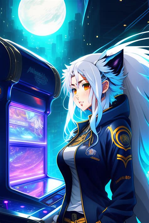 Lexica Anime Style Environmental Wide Shot Of A Chaotic Arcade At Night Playing An Arcade Game