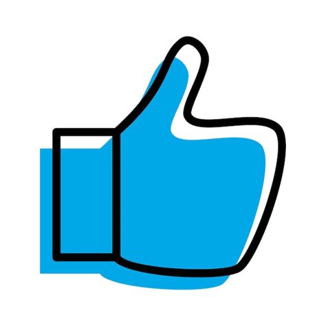 Me gusta botón pulgar arriba contorno azul icono vector ilustración