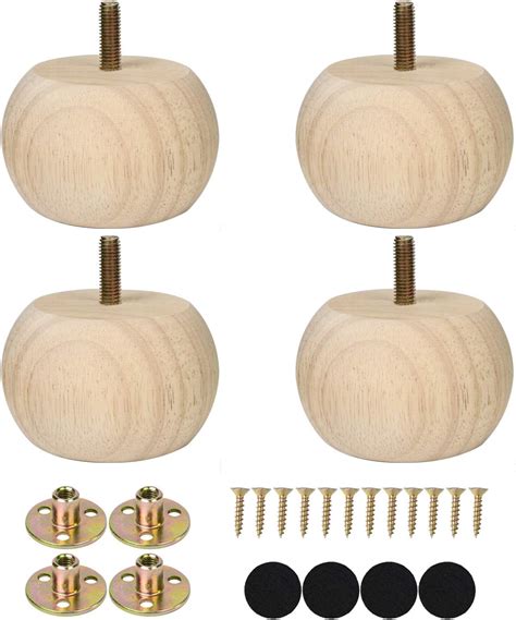 Lot De 4 Pieds De Meubles En Bois Massif Non Peint Pieds De Meubles De