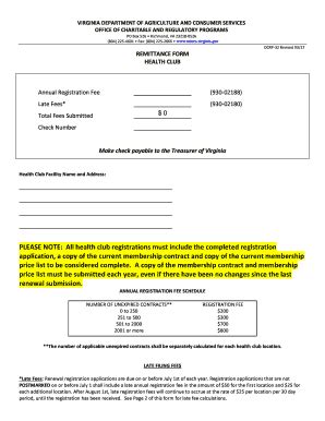 Fillable Online Vdacs Virginia Health Club Registration Form Vdacs