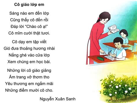 Cô giáo lớp em Bài thơ Cô giáo lớp em Nguyễn Xuân Sanh