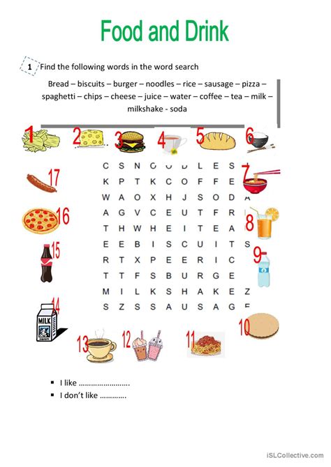 Food And Drink English ESL Worksheets Pdf Doc
