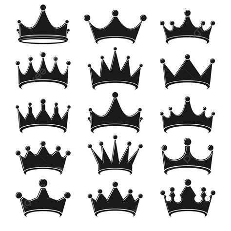 Koleksi Set Ikon Mahkota Hitam Hitam Mahkota Ikon PNG Dan Vektor