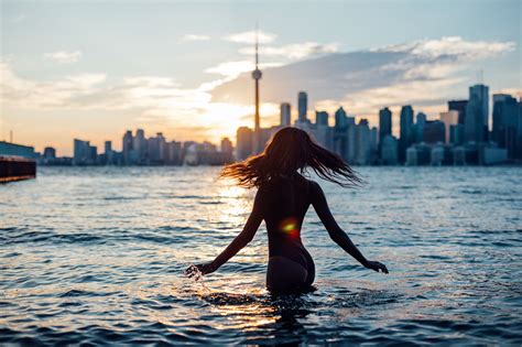 Wallpaper Sunlight Women Redhead Model Sunset Sea Cityscape
