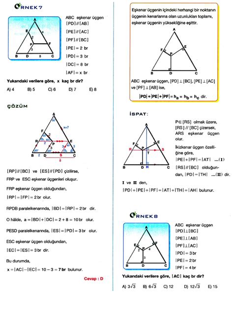 EŞKENAR ÜÇGEN KONU ANLATIMI Matematik Kitap Çözümleri Matematik Kalesi